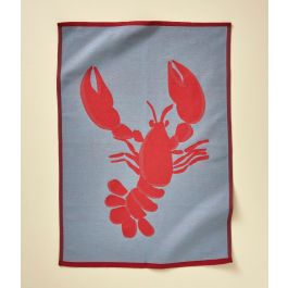 Torchon jacquard Bonne pêche bleu